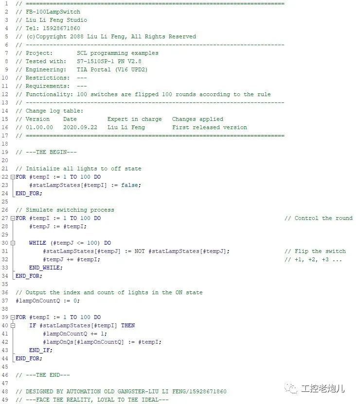 SCL编程实例100例-063-100盏灯开关问题 - 墨天轮