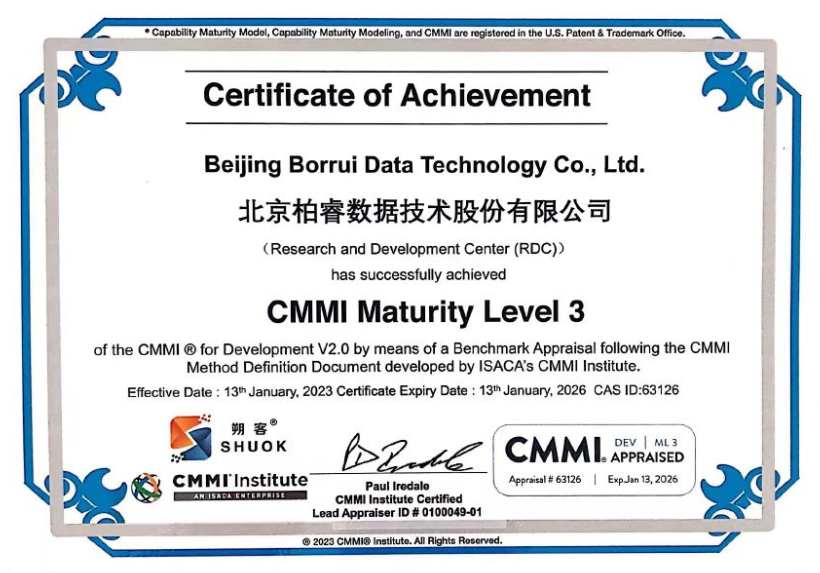柏睿数据通过软件能力成熟度模型 CMMI 3级认证 - 墨天轮