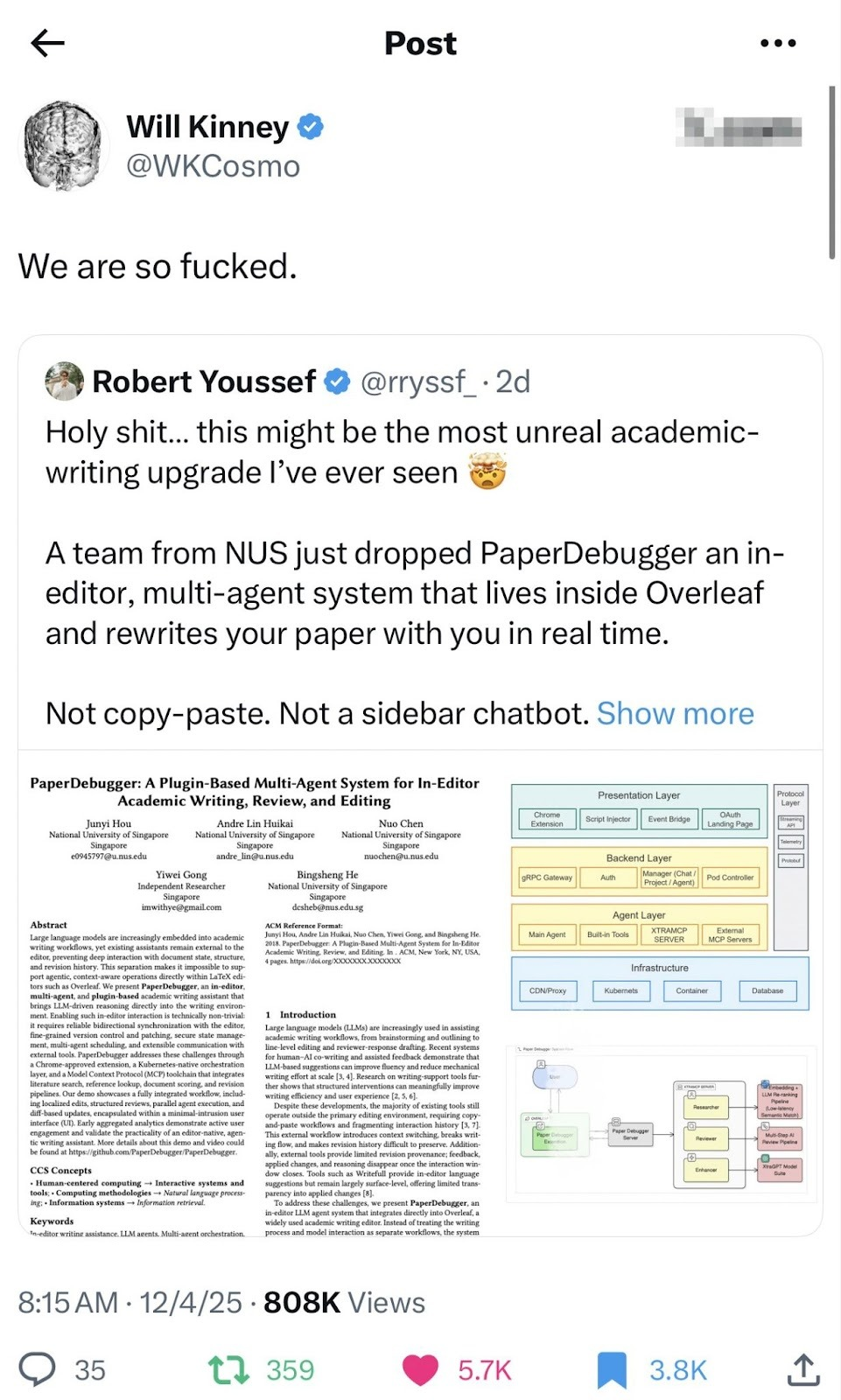 PaperDebugger，学术界的Cursor：解锁 Overleaf 论文写作新姿势 - 墨天轮