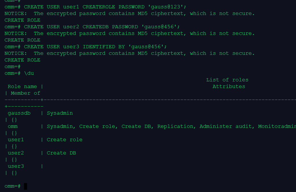 openGauss每日一练第5天|openGauss创建用户、修改用户属性、更改用户权限和删除用户 - 墨天轮