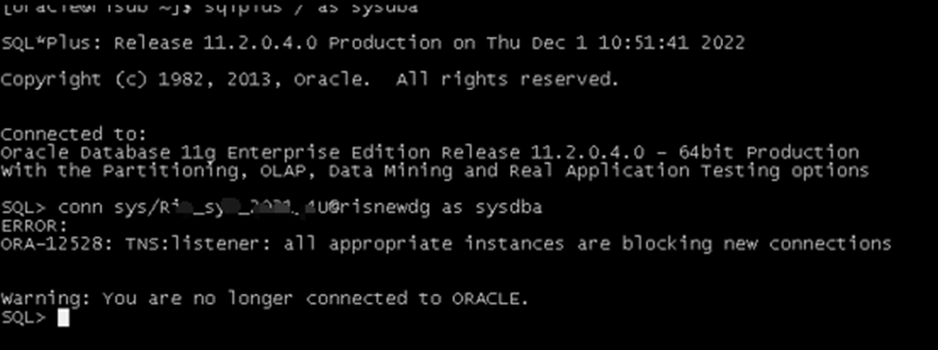 搭建dg启动物理备库到nomount状态后，测试连通性时发现备库能正常连接主库，但主库却没法连接备库，报错ora-12528 - 墨天轮