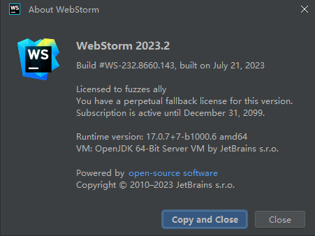 webstorm激活码2023最新，官网最新版2023.1.4一键轻松激活至2099！ - 墨天轮