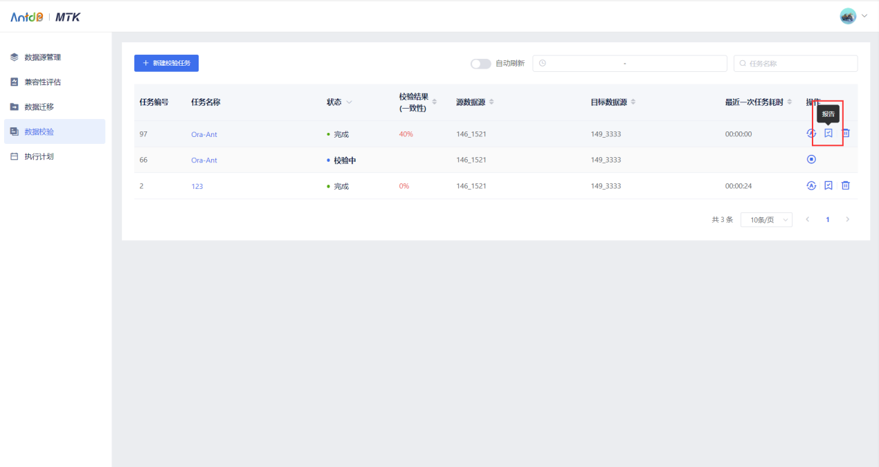 【AntDB-MTK V1.0运维手册】数据校验-查看校验报告 - 墨天轮