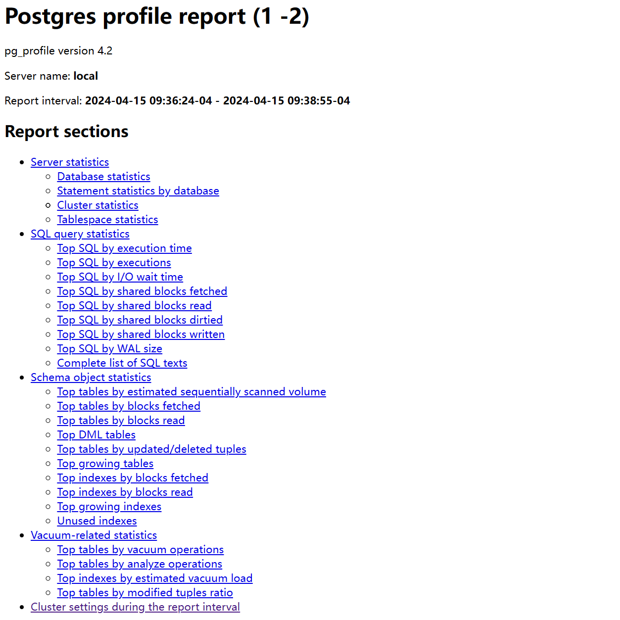 antdb使用 pg_profile插件输出性能报告 - 墨天轮