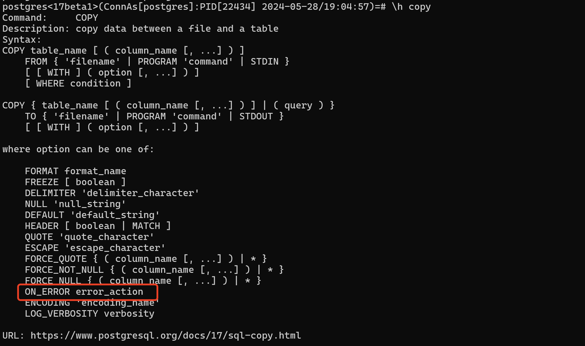 PostgreSQL17新特性之-COPY FROM的ON_ERROR容错选项 - 墨天轮
