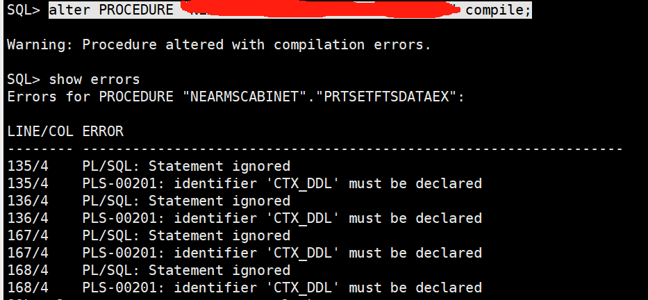 19c pdb数据库编译存储过程报错PLS-00201: identifier 'CTX_DDL' - 墨天轮