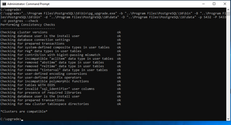 使用 pg_upgrade 在 Windows 上升级 PostgreSQL 集群 - 墨天轮