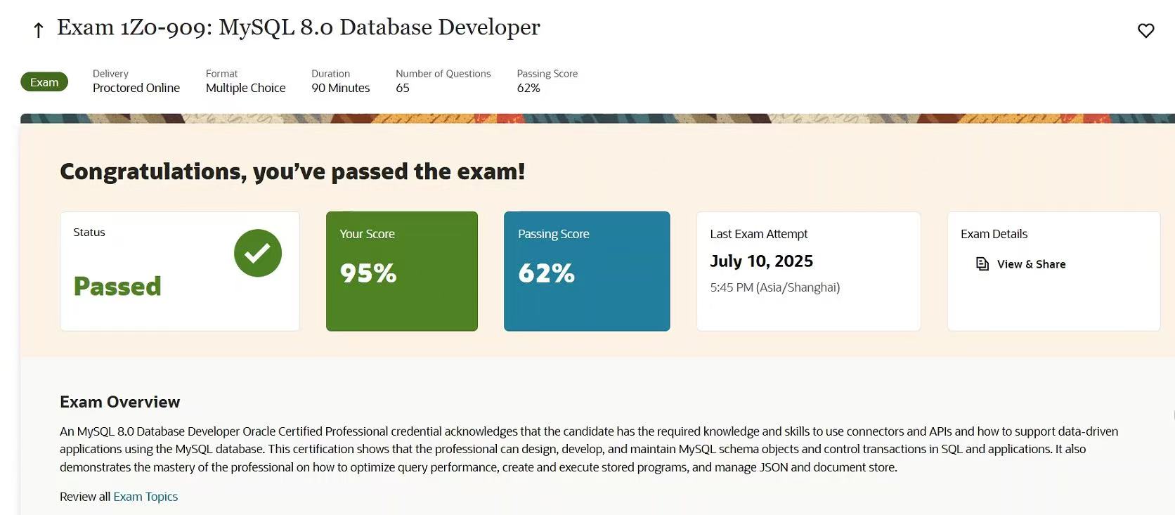 MySQL OCP 1Z0-909高分通过必备题库 - 墨天轮