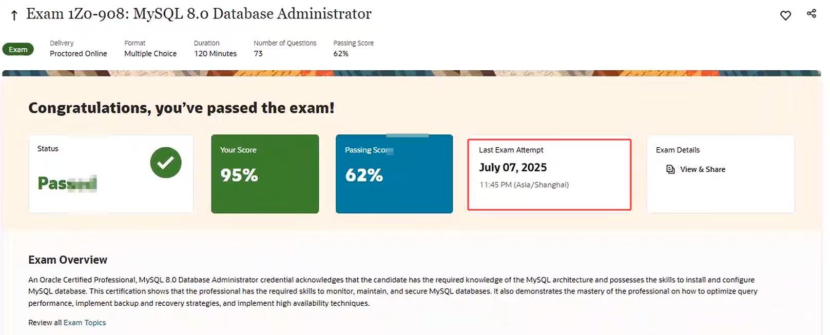 MySQL OCP 1Z0-908高分通过必备题库 - 墨天轮