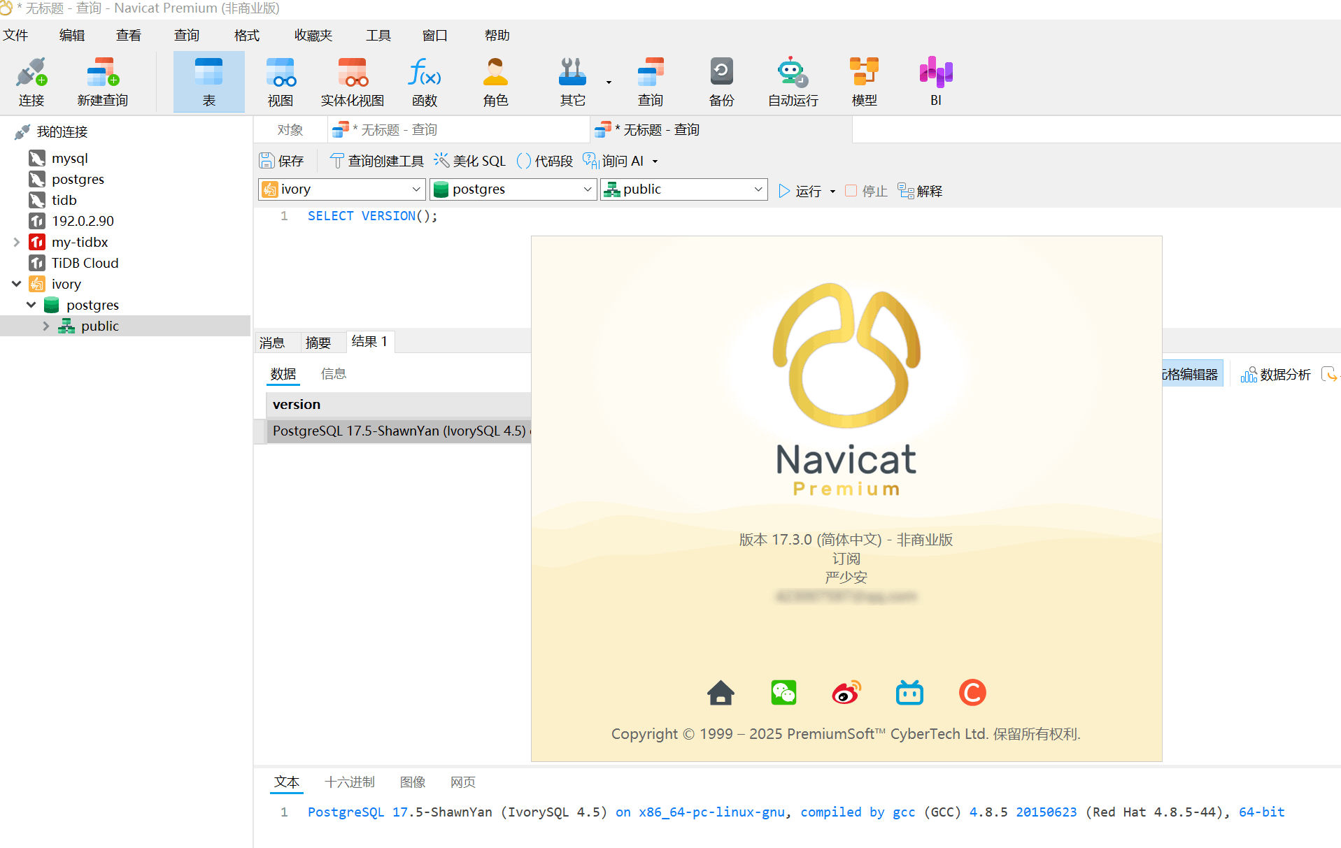 Navicat 现已支持 IvorySQL 数据库 - 墨天轮