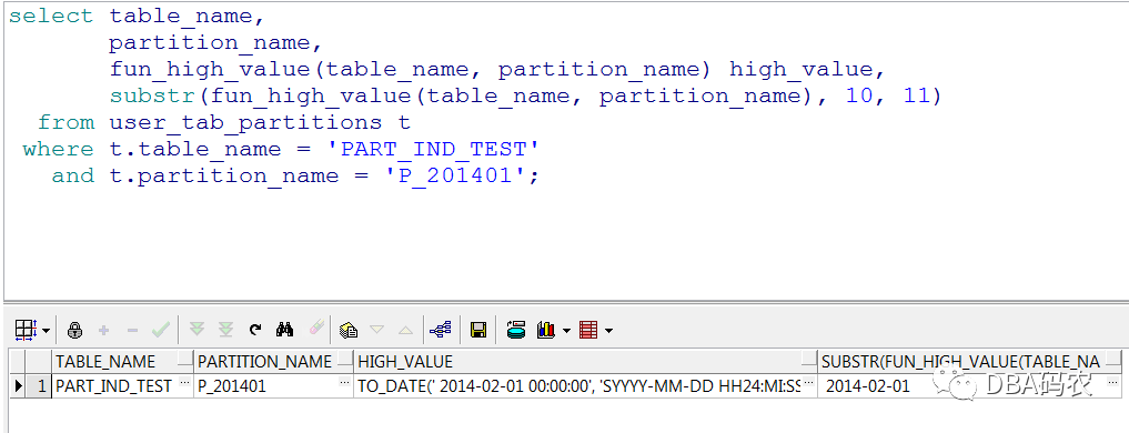 如何查询user_tab_partitions 视图的 HIGH_VALUE字段？ - 墨天轮